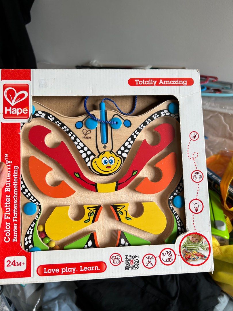 Hape wooden clock and butterfly maze, Hobbies & Toys, Toys & Games on ...