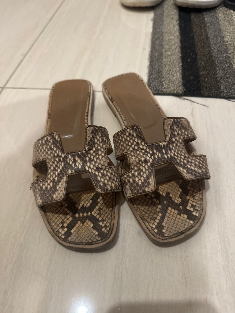 RARE Hermes Oran sandals Python 37, Women's Fashion, Footwear, Flats on ...