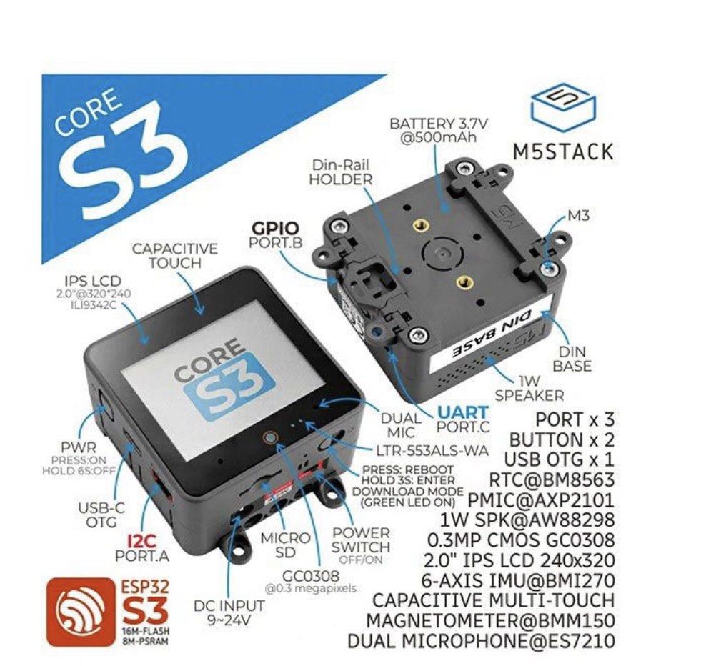 M5Stack CoreS3 ESP32S3 loT Development Kit, Computers & Tech, Office & Business Technology on ...