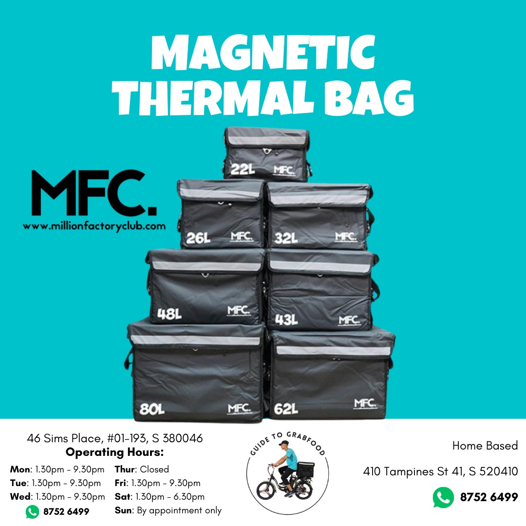 MFC Bag V3.0 Version 3 Food Delivery Thermal Bag 22L 26L 32L 43L 48L 62L 80L For GrabFood ...