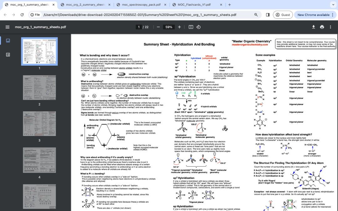 Master Organic Chemistry Summary Sheet 1 & 2, Spectroscopy Pack ...