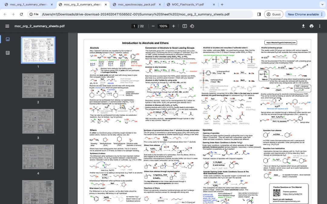 Master Organic Chemistry Summary Sheet 1 & 2, Spectroscopy Pack ...