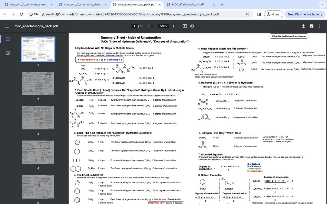 Master Organic Chemistry Summary Sheet 1 & 2, Spectroscopy Pack ...