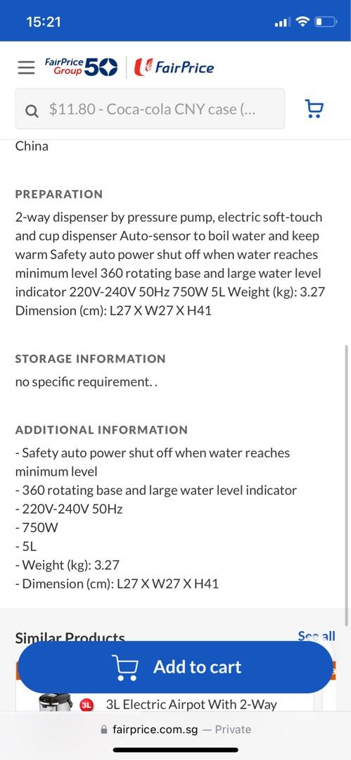 Powerpac water dispenser 5 L, TV & Home Appliances, Kitchen Appliances ...