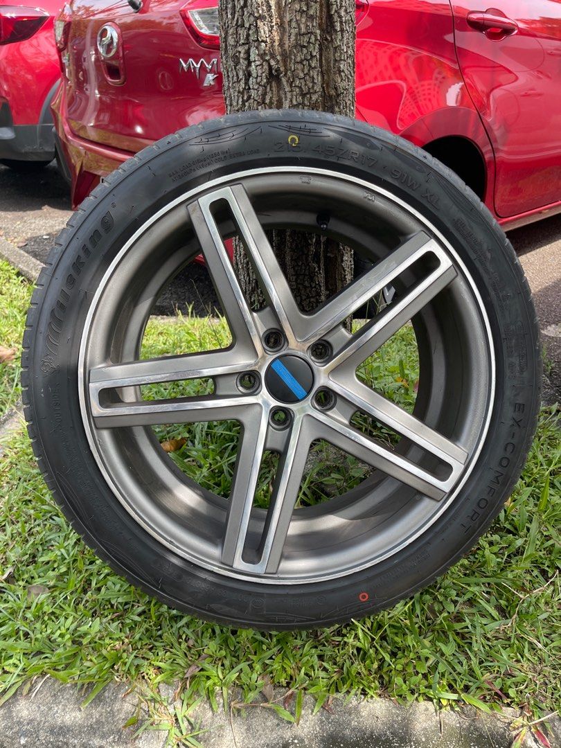 Rims Vossen 17 pcd 5x100 & Tayar 215/45/17, Auto Accessories on Carousell