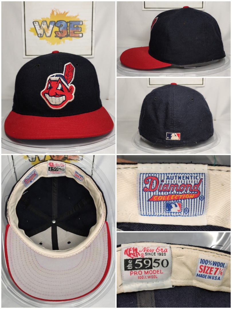 VINTAGE CLEVELAND INDIANS CHIEF WAHOO 7 1/4 100% WOOL - NEW ERA DIAMOND ...