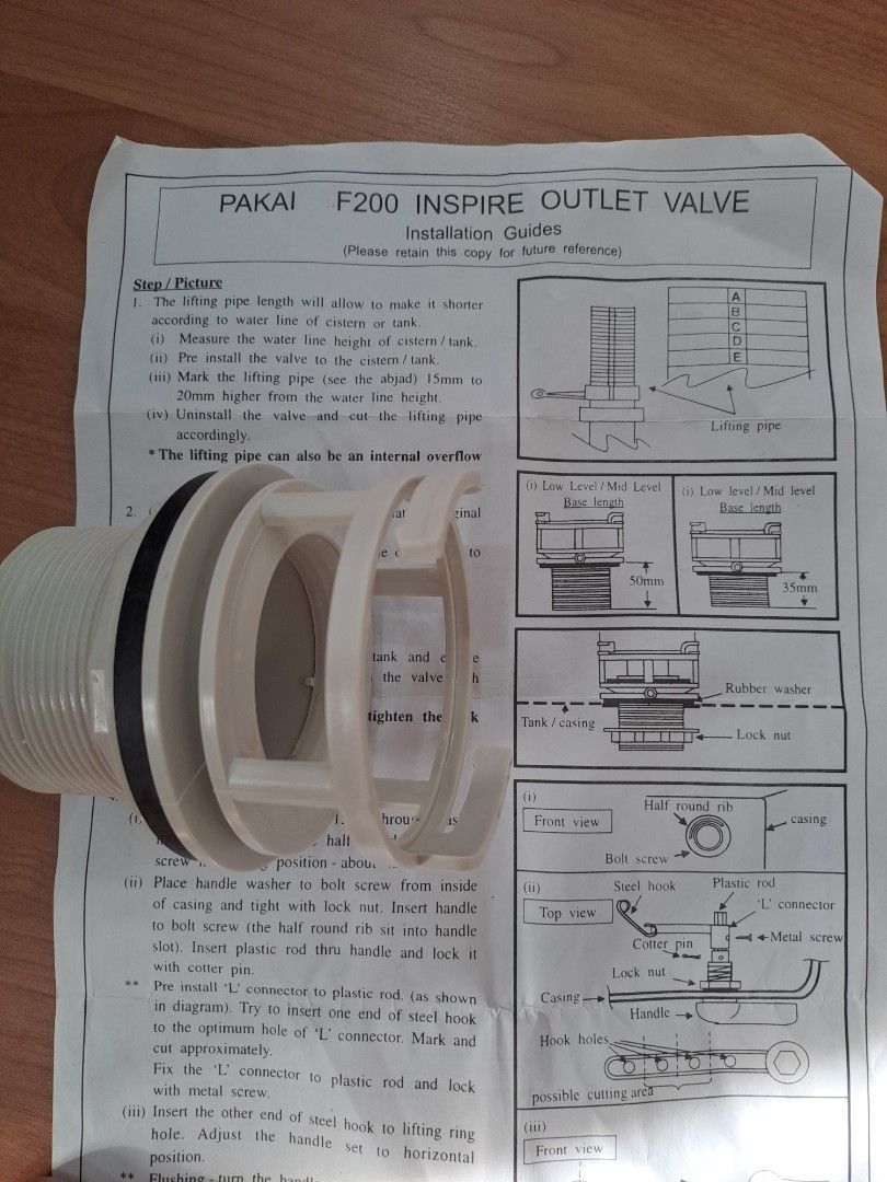 WC Water Tank Outlet Valve - Base unit only, Furniture & Home Living ...