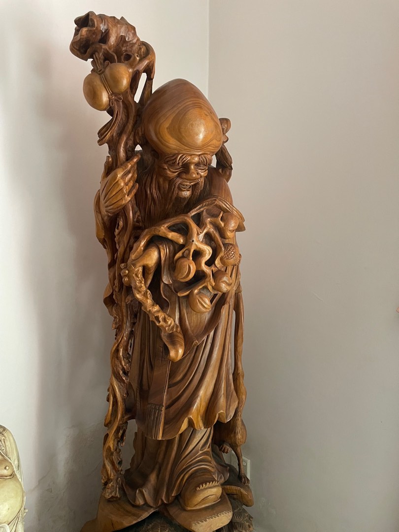Wood Carved God of Longevity, Hobbies & Toys, Memorabilia ...