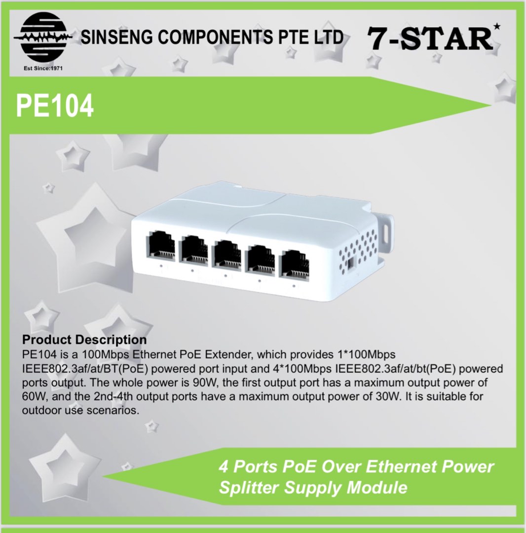 7-STAR* 100M 4 Port 100Mbps POE Extender Splitter Network Switch ...