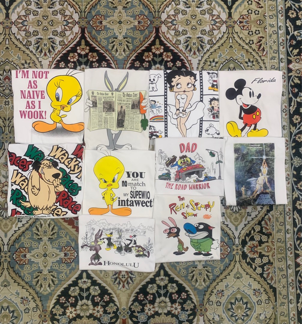 Combo Vintage Cartoon Tshirt, Luxury, Apparel on Carousell