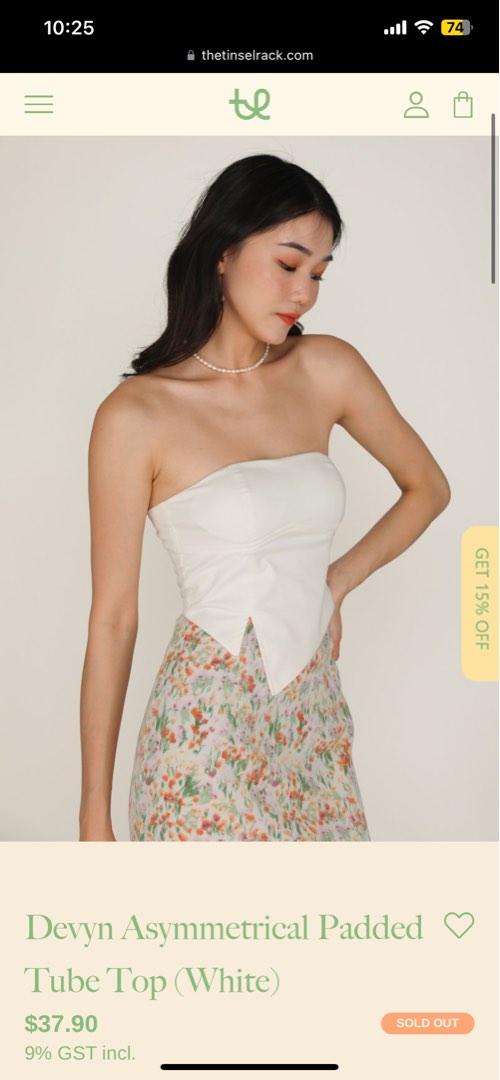 Devyn Asymmetrical Padded Tube Top (White), Women's Fashion, Tops ...