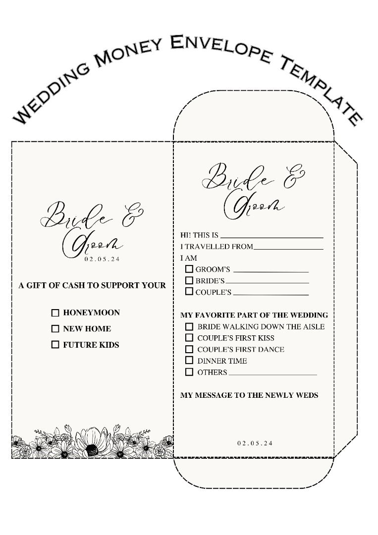 Editable Wedding Money Envelope Template, Hobbies & Toys, Stationary ...