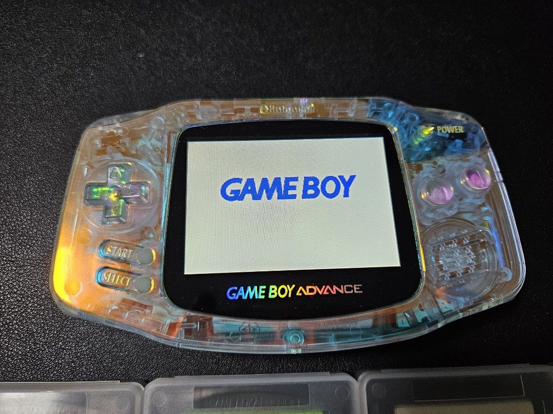 Modded Gba Crystal Sky Gameboy advance IPS Screen Display, Loud Speaker ...
