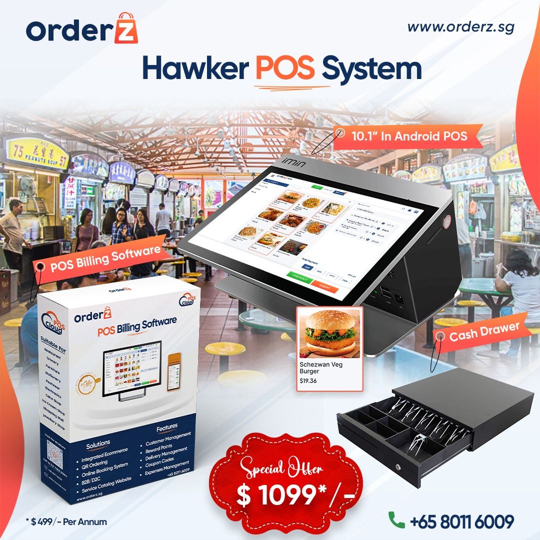 Hawker POS Software with POS Device and Cash Box | Cashier Machine ...