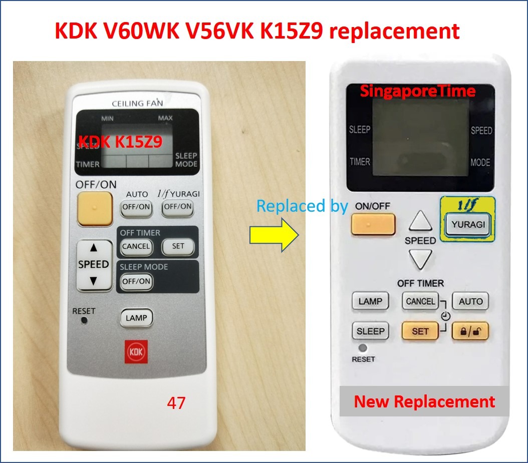 KDK ceiling fan remote control V60WK K15Z9 replacement, TV & Home ...