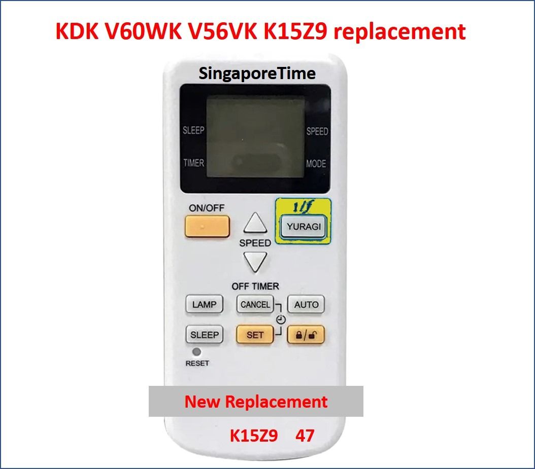 KDK ceiling fan remote control V60WK K15Z9 replacement, TV & Home ...