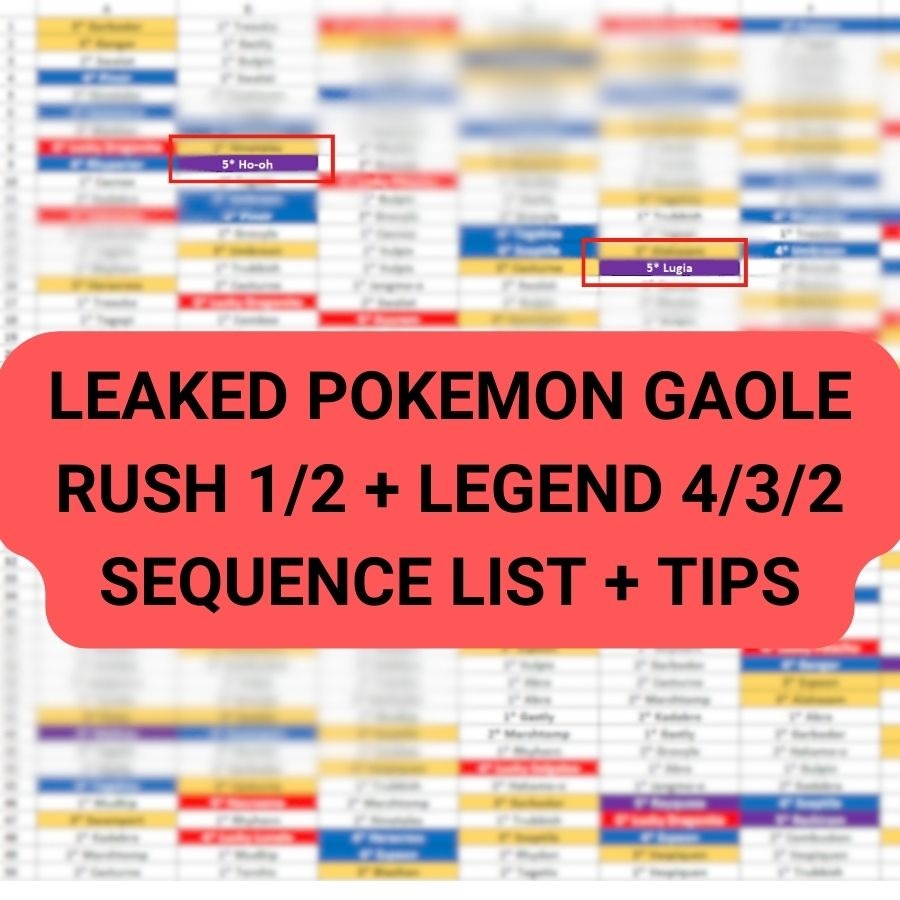 *NEW* Rush 3/2/1 and Legend Part 4/3/2 Pokemon Gaole Sequence List ...