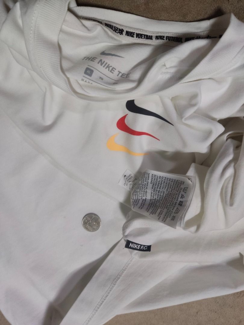 Nike FC Logo Soccer/Football Short Sleeve White, Men's Fashion, Tops ...