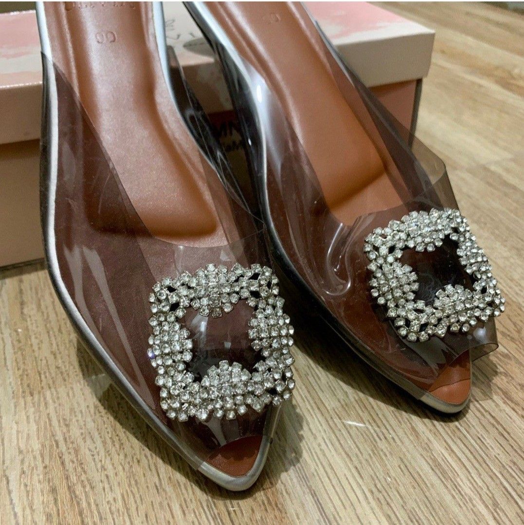 Olivia Manila Martha Grey Transparent Mules, Women's Fashion, Footwear ...