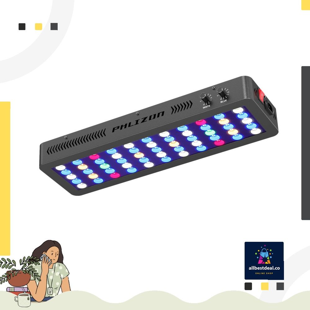 Phlizon 165W Dimmable Full Spectrum Aquarium LED Light Fish Tank LED ...