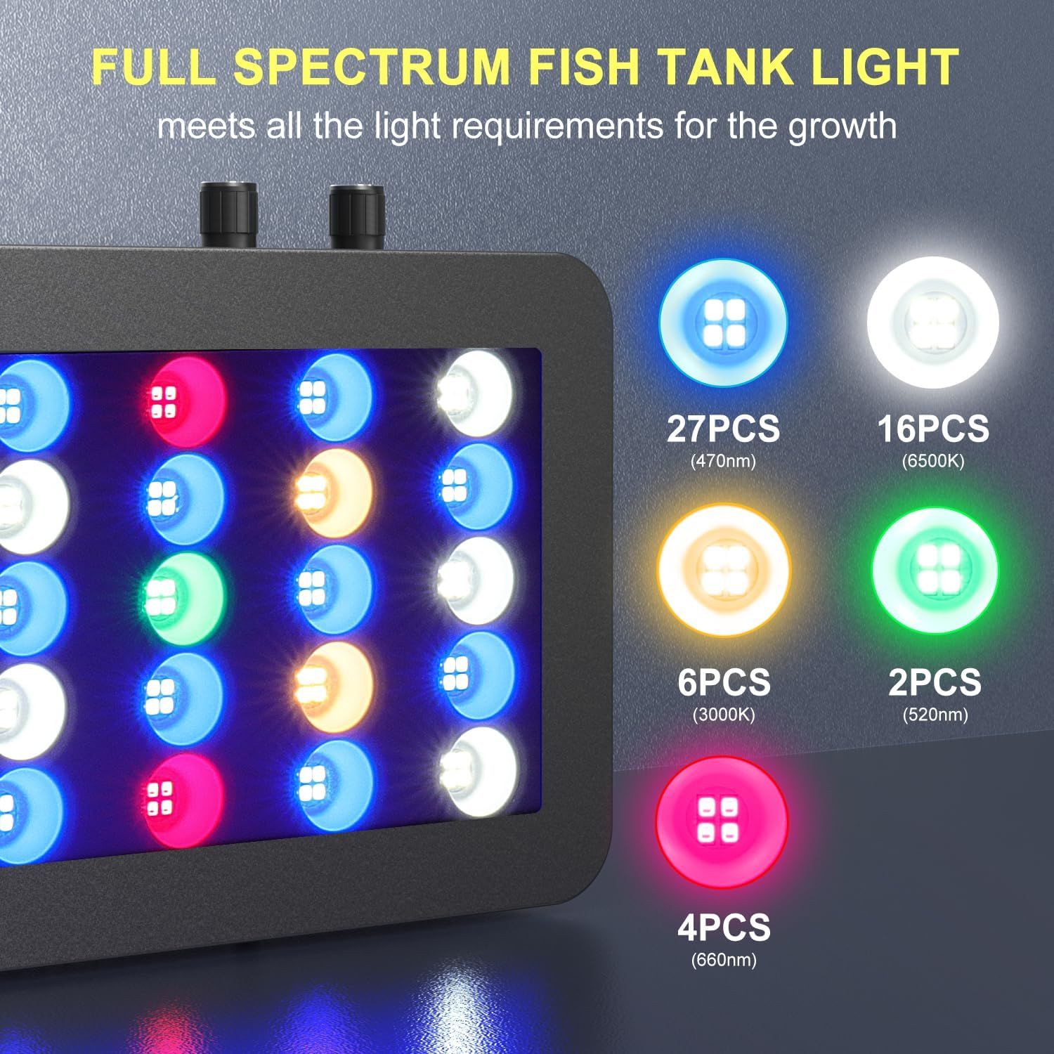 Phlizon 165W Dimmable Full Spectrum Aquarium LED Light Fish Tank LED ...