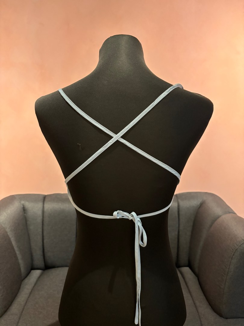 Powder Blue Top (Open Back), Women's Fashion, Tops, Sleeveless on Carousell