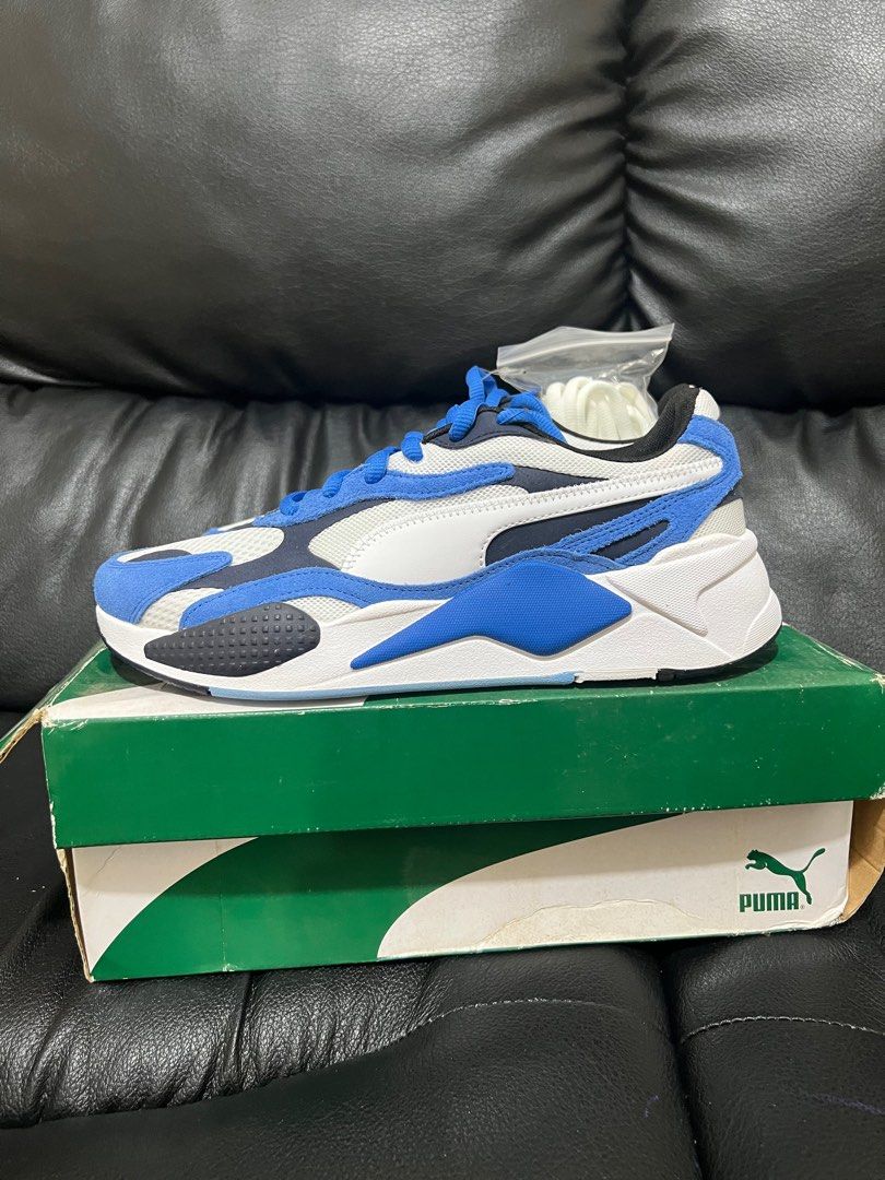 Sepatu Puma Rsx3 super biru putih (100% original), Fesyen Pria, Sepatu ...