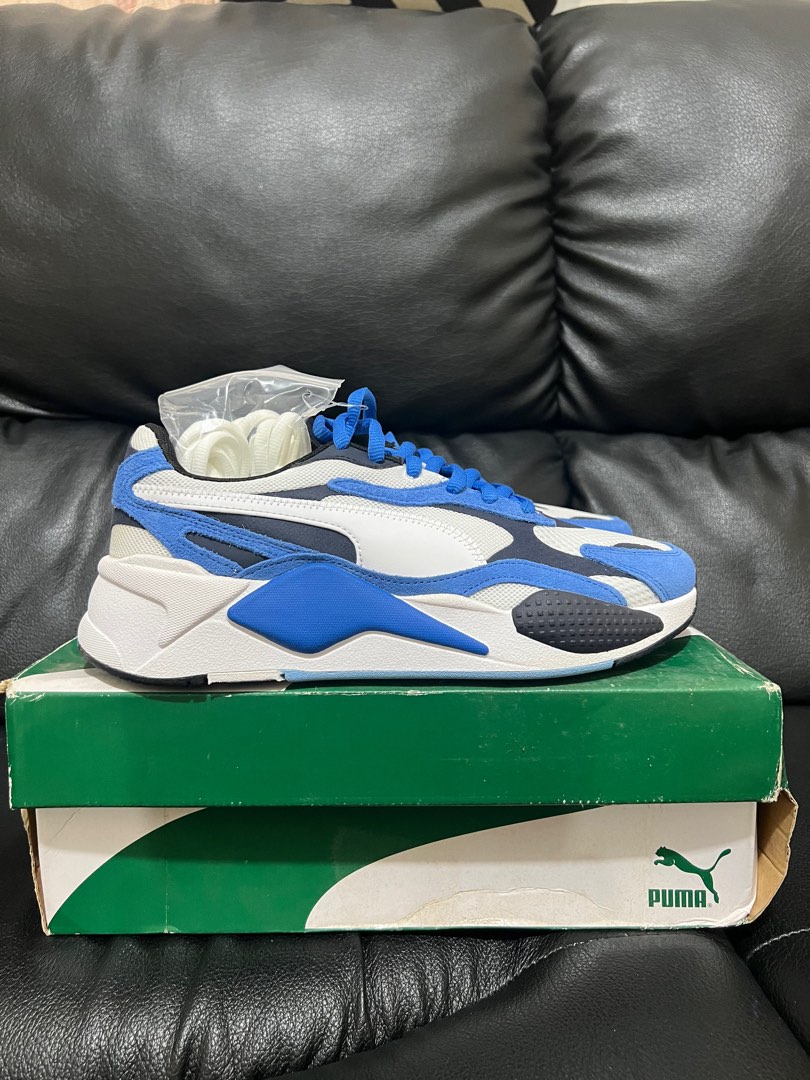 Sepatu Puma Rsx3 super biru putih (100% original), Fesyen Pria, Sepatu ...