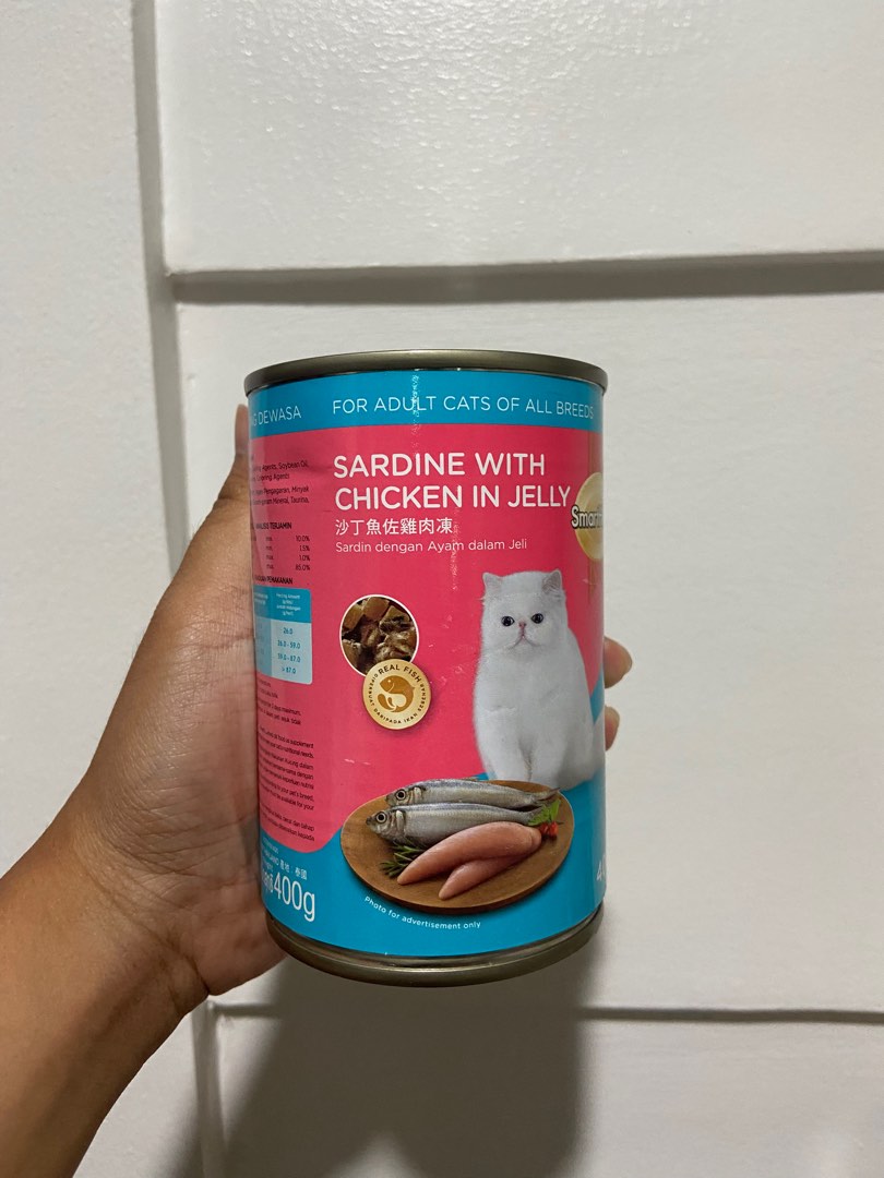 SmartHeart Canned Cat Food Sardine with Chicken Jelly 400g, Food ...