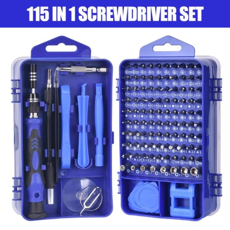 115 PCS BLUE Edition - Precision Screwdriver - Electronics Tool Kit with all common Bits ...