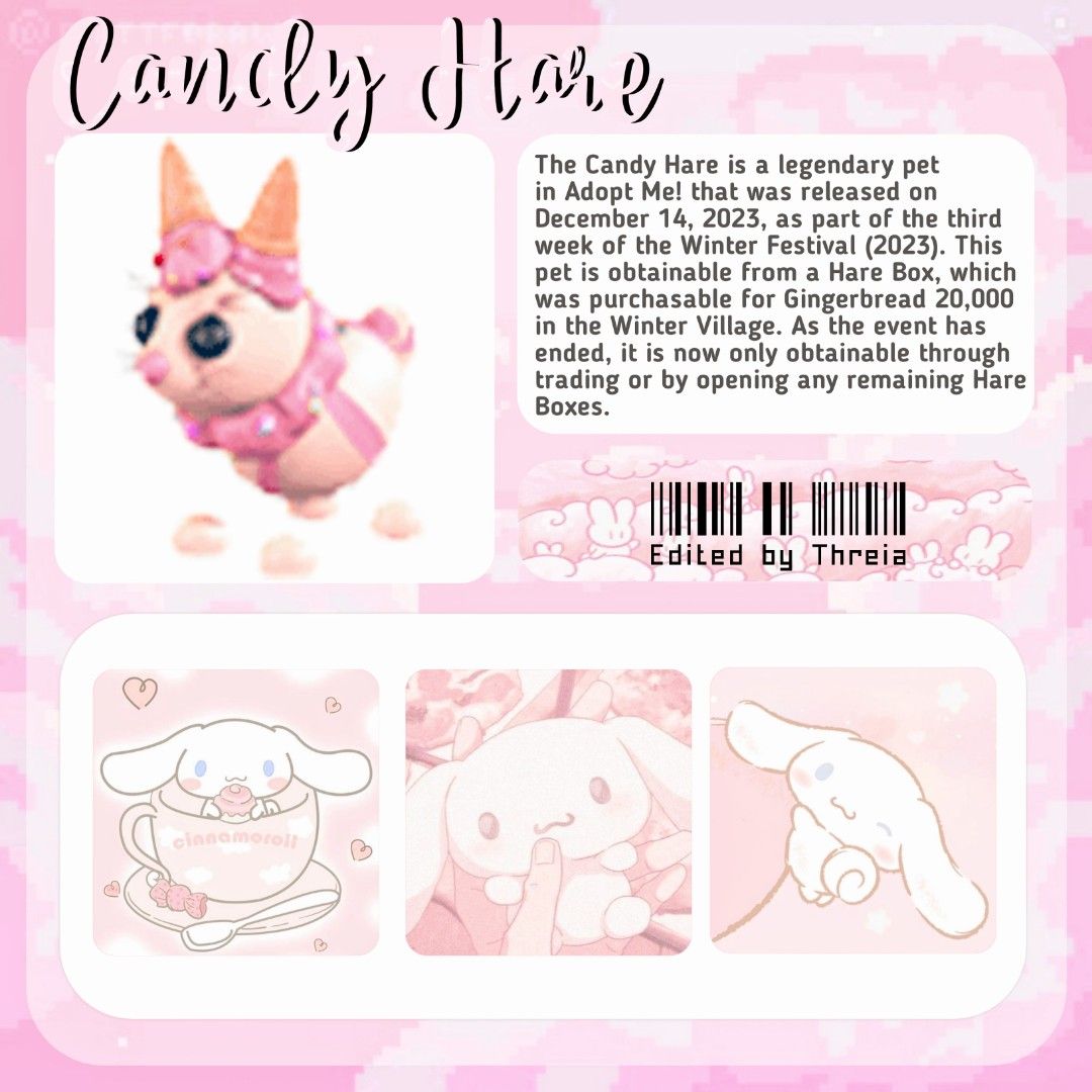 RESERVE! ᘛ°ℭ𝔬𝔮𝔲𝔢𝔱𝔱𝔢°ᘚ Candy Hare (Teen) જ Adopt me, Video Gaming, Video ...