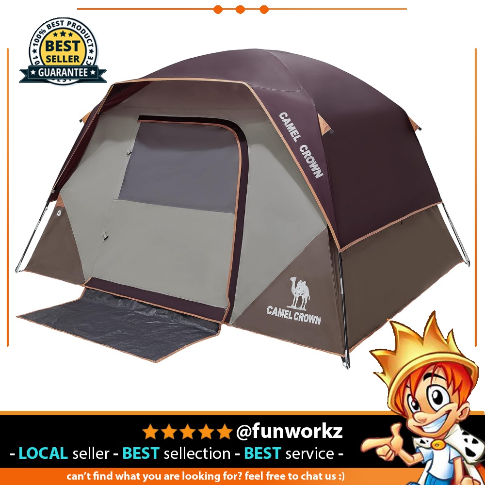 CAMEL CROWN Tents for Camping 4 Person Waterproof Quick Setup Folding ...