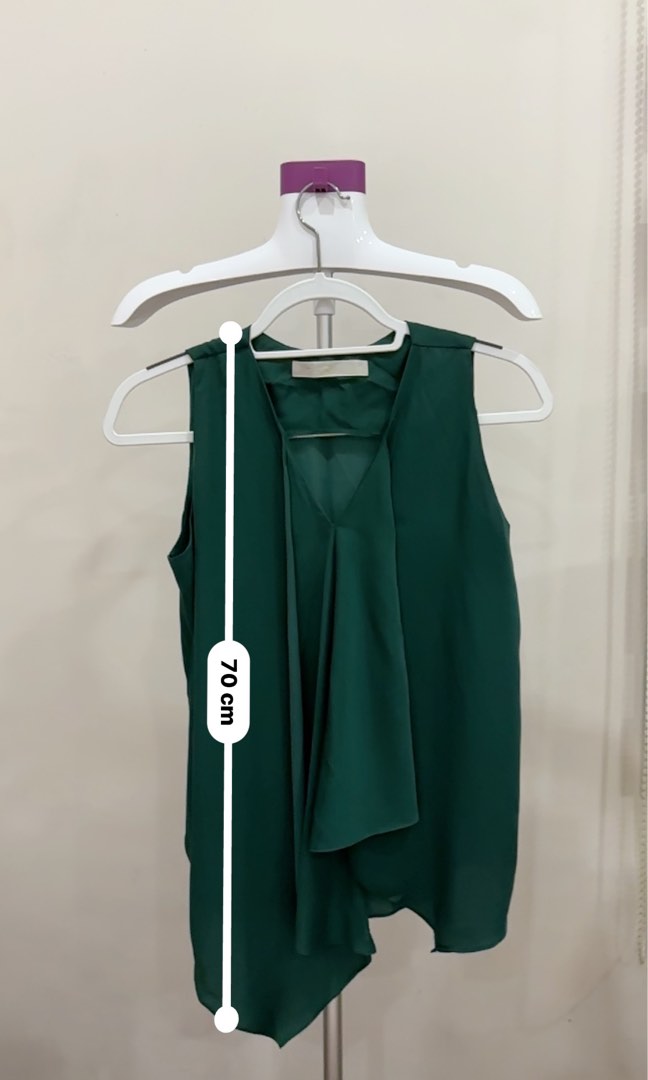 CLN Elegant Professional Dark Green Blouse, Women's Fashion, Tops ...
