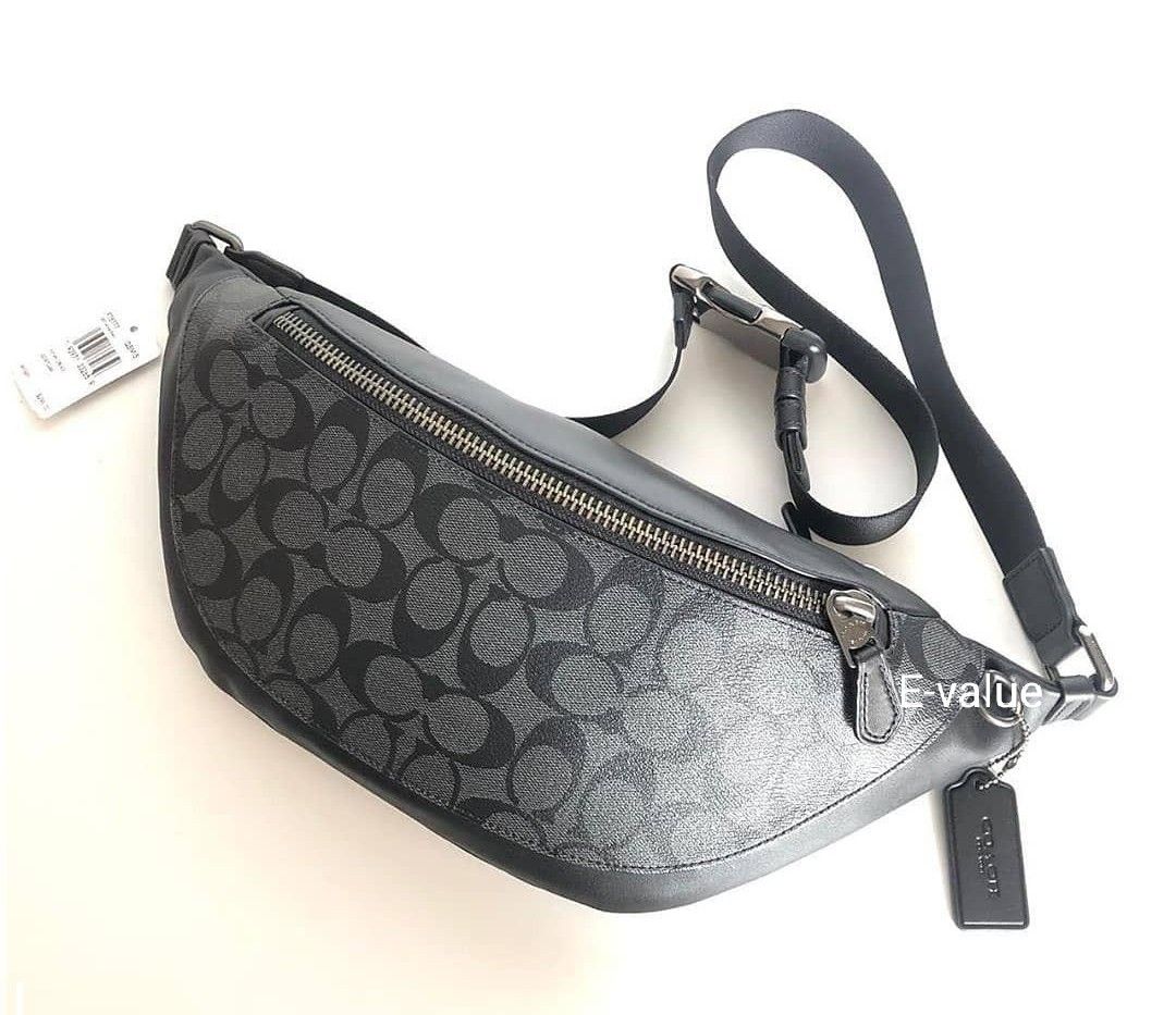 Coach Original Signature Brown / Black WARREN BELT BAG IN SIGNATURE ...