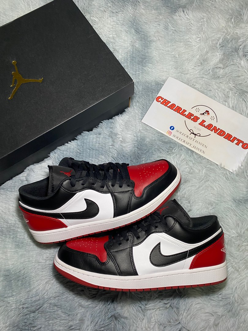 Jordan 1 Low Bred Toe V2, Men's Fashion, Footwear, Sneakers on Carousell