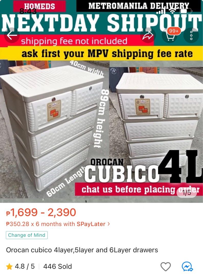 Orocan Cubico White 5Layer Dresser Drawer, Furniture & Home Living ...