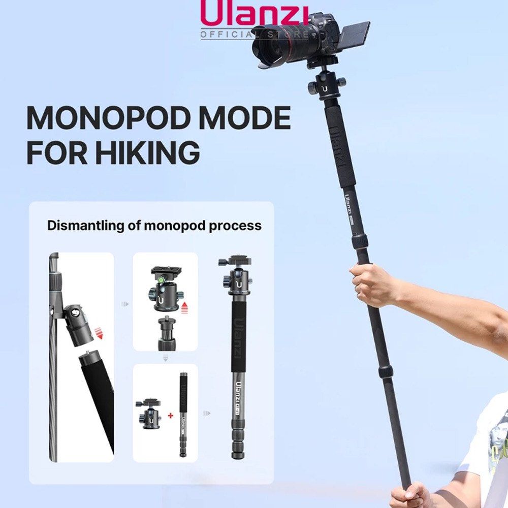 Ulanzi MT-61 1.74M Lightweight Carbon Fiber Travel Tripod Easy to Carry ...