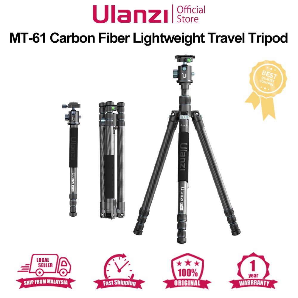 Ulanzi MT-61 1.74M Lightweight Carbon Fiber Travel Tripod Easy to Carry ...
