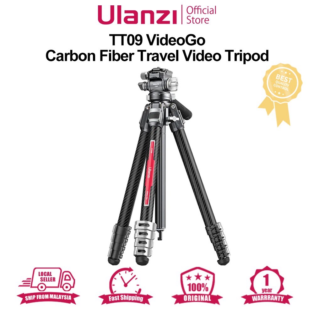 Ulanzi TT09 VideoGo Carbon Fiber Travel Video Tripod, Photography, Photography Accessories ...