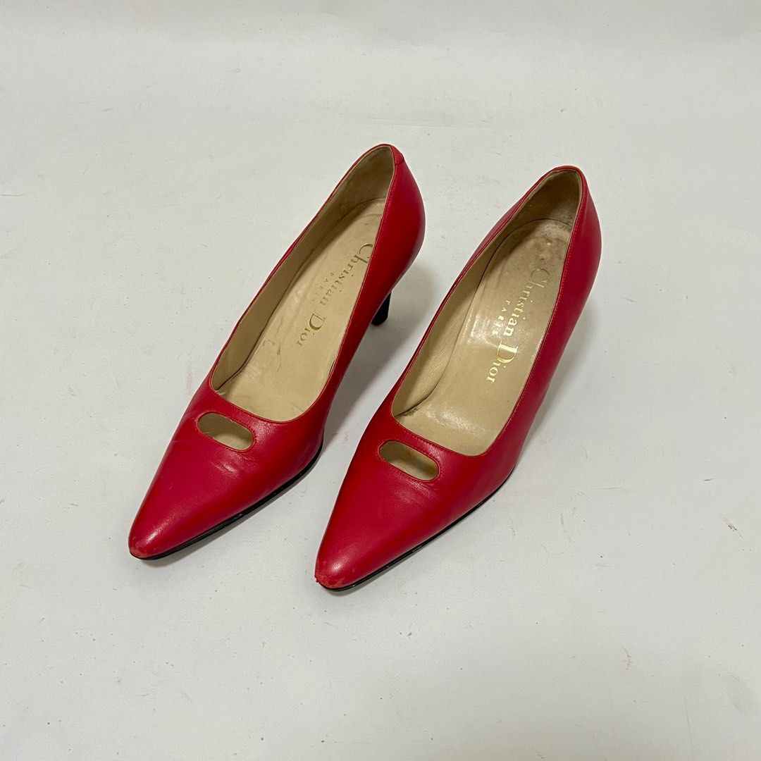 vintage christian dior gorgeous red pointed toe kitten heels, Luxury ...