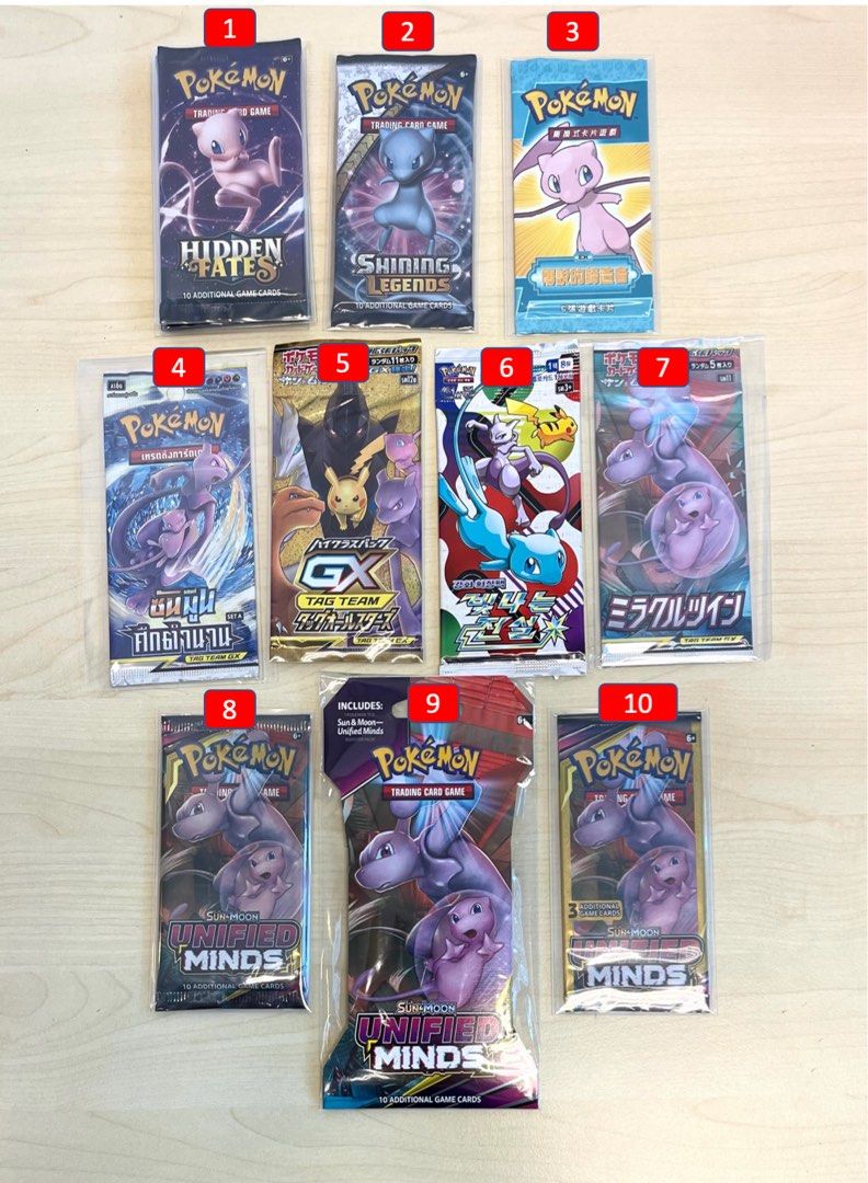 All Mew Packs! Hidden Fates Shining Legends Japanese Korean Chinese EX ...