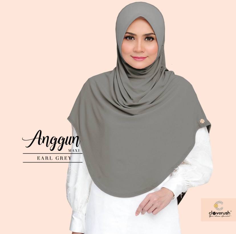 Cloverush Anggun Reg - Earl Grey Colour Tudung Instant Twist, Women's ...