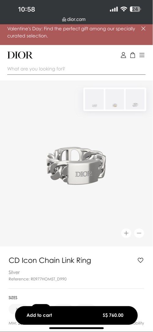 Dior Chain Link Ring, Luxury, Accessories on Carousell