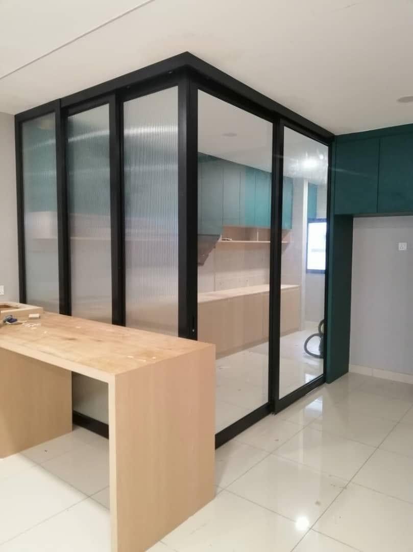 L shape glass sliding door, Furniture & Home Living, Bathroom & Kitchen ...