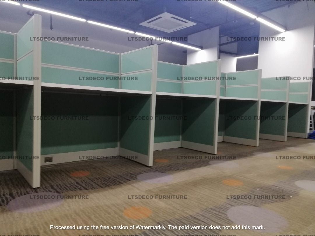 LINEAR WORKSTATION FULL FABRIC CUBICLE OFFICE PARTITION, Furniture ...