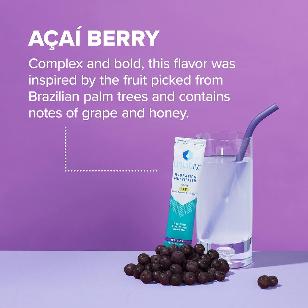 Liquid I.V. Hydration Multiplier - Acai Berry, Food & Drinks, Beverages ...