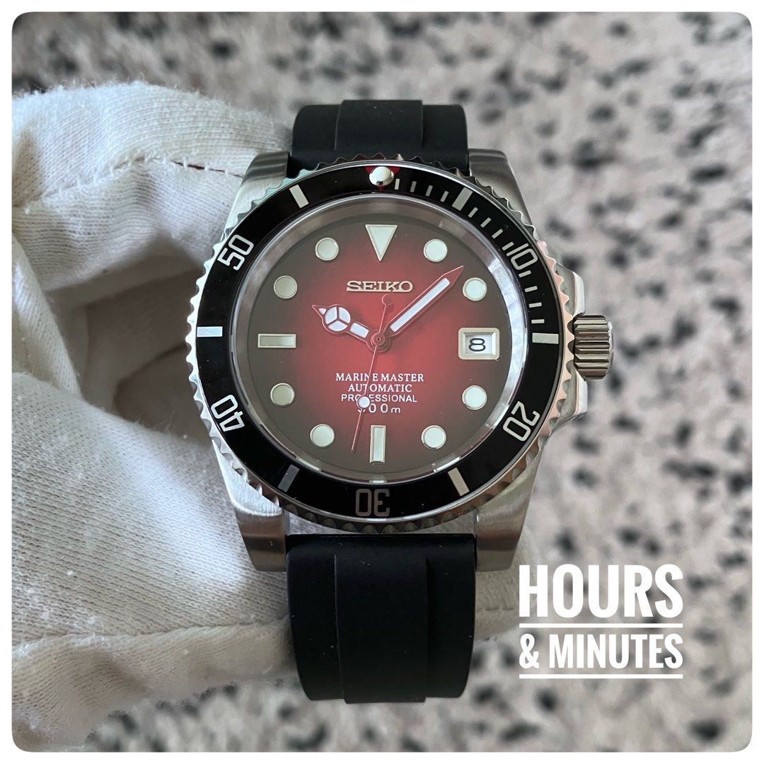 Master Marine Red automatic watch - Seiko mod sub, Men's Fashion, Watches & Accessories, Watches ...