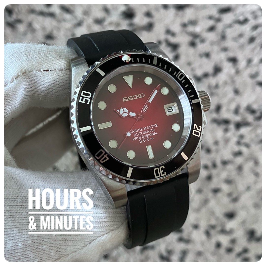 Master Marine Red automatic watch - Seiko mod sub, Men's Fashion, Watches & Accessories, Watches ...