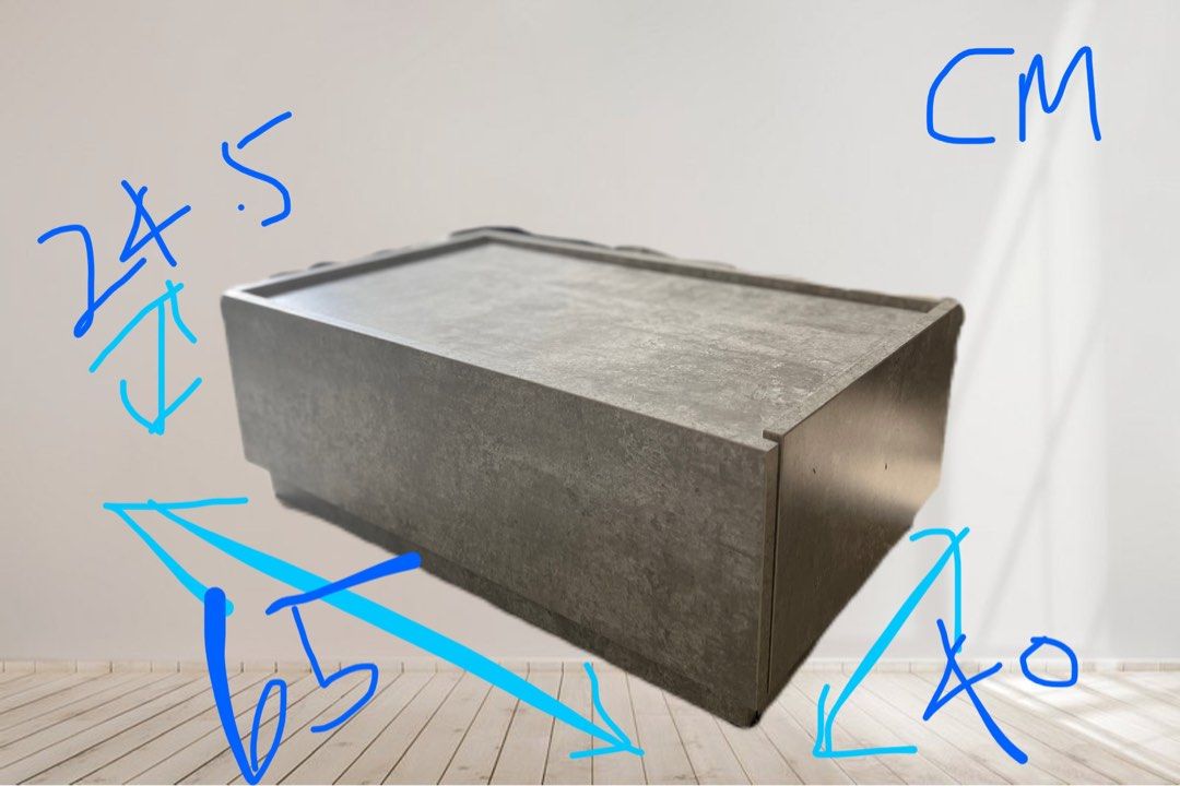 Nordic Concrete Cement Industrial Drawer Shelf Bedside TV Side Small ...