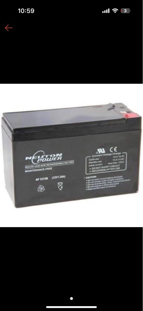 NP1272M Neuton power backup battery 12V 7.2AH Recharge, Photography ...